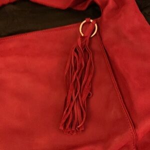Maxon | Bags | Maxon Collection Red Suede Tassel Hobo Shoulder Bag Boho ...